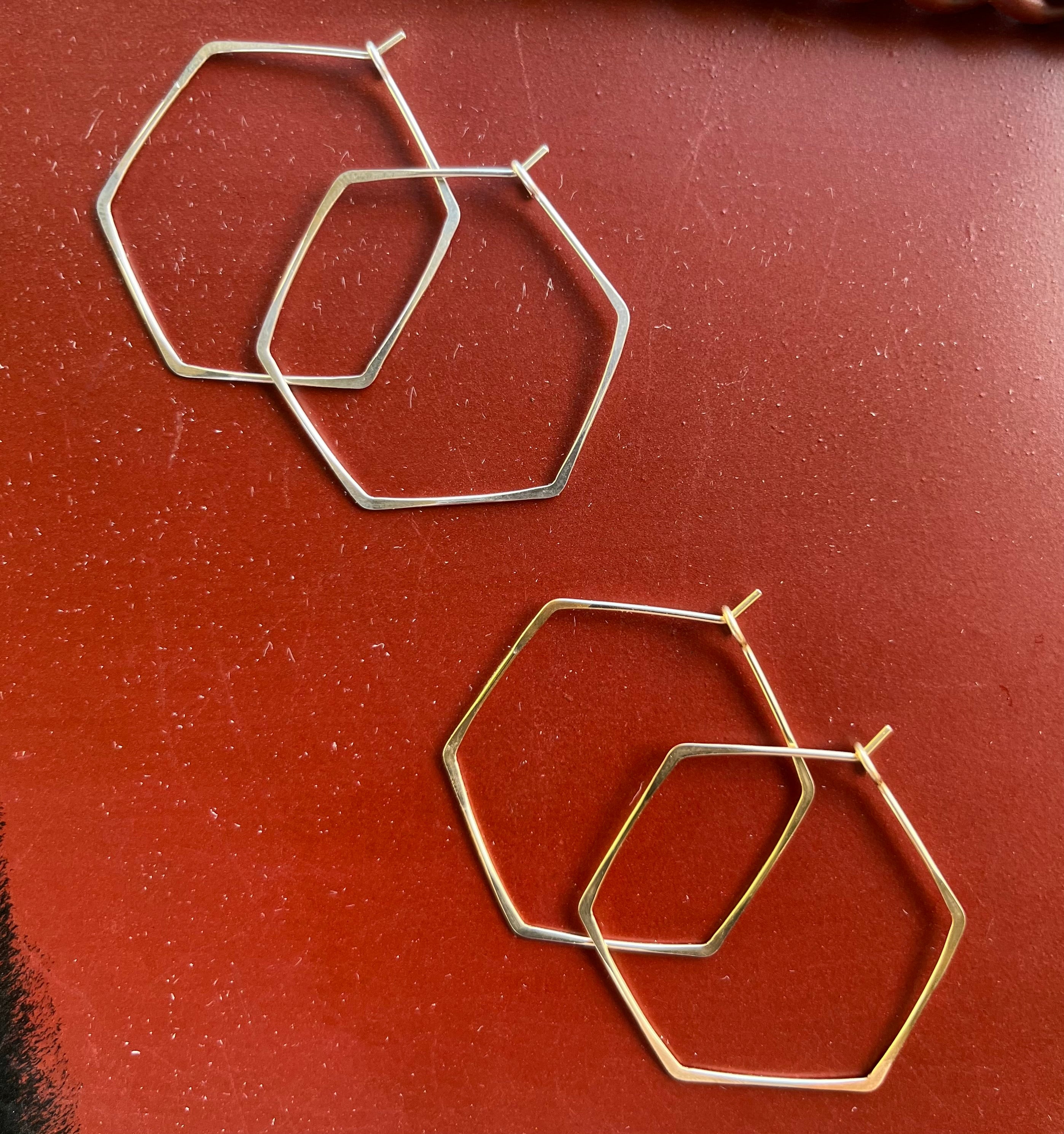 Hexagon Hoops | 14k gold fill or Sterling Silver 1.5" – Halo Culture